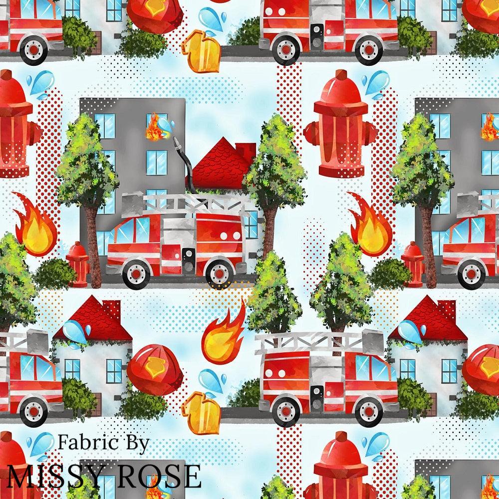 Design 1070 - Fire Truck Fabric | Fabric by Missy Rose