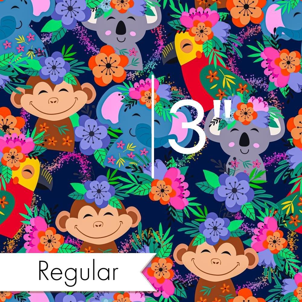 Design 131 - Navy Jungle Animals Fabric | Navy Bright Floral Jungle ...