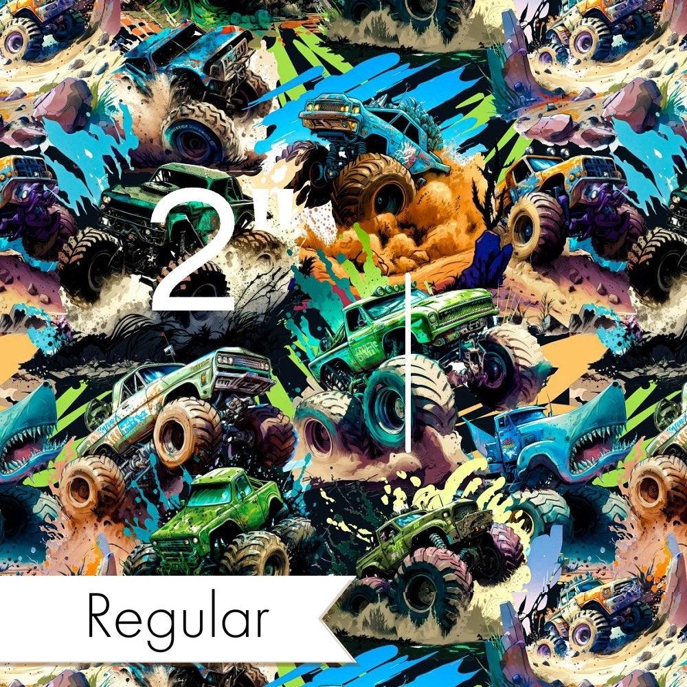 Design 228 - Monster Truck Fabric | Extreme Monster Truck Print | Missy ...