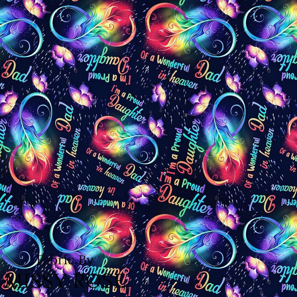 Design 272 - Dad Fabric | Navy Proud Daughter Dad Heaven Print | Missy Rose