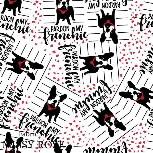 Design 335 - Frenchie Heart Fabric | Pardon My Frenchie Print | Missy Rose
