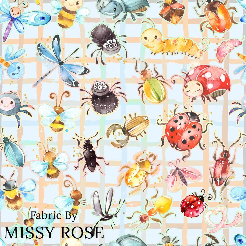 Design 362 - Cute Plaid Insects Fabric – Fabric by Missy Rose Pre-Order