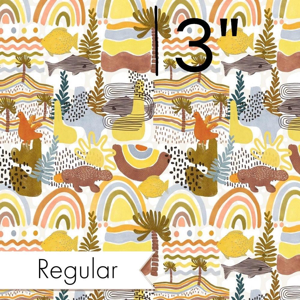 Design 636 - Boho Australian Fabric | Boho Aussie Animals Rainbow Print ...