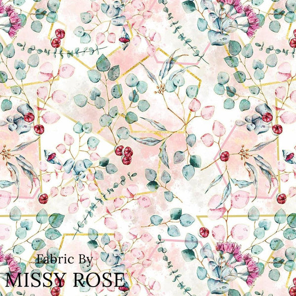 Design 678 - Geometric Euclyptus Fabric | Pink Green Eucalyptus Print ...