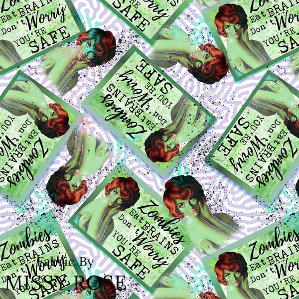 Design 815 - Zombie Fabric | Purple Funny Zombie Print | Missy Rose