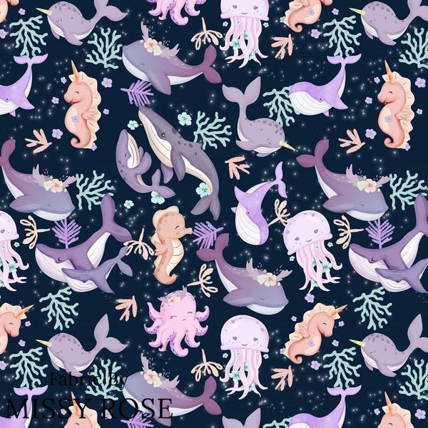 Design 919 - Sea Animals Fabric | Whale Narwhal Print | Missy Rose