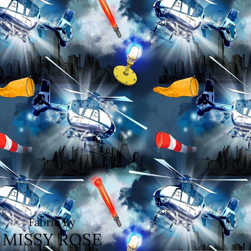 Design 924 - Helicopter Fabric | Navy Aviation Print | Missy Rose